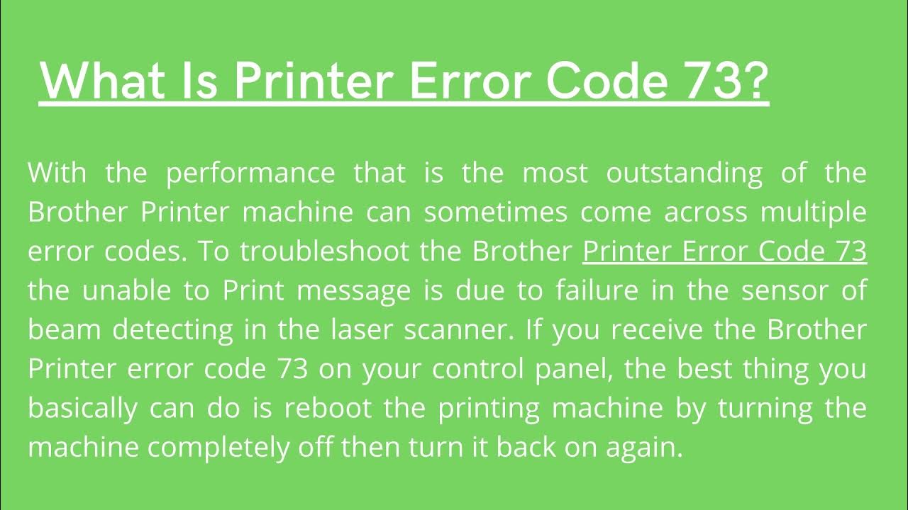 How do i resolve the issue of Printer Error Code 73 - YouTube