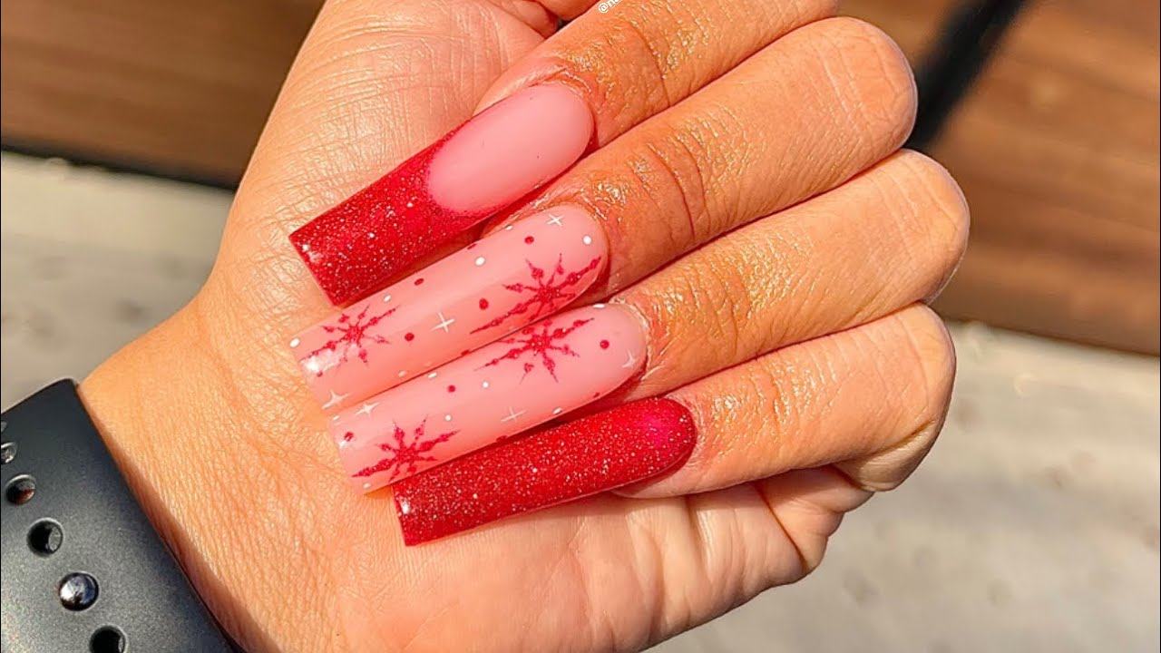 Red Glitter Christmas Nail Set Using Makartt And Madam Glam Products