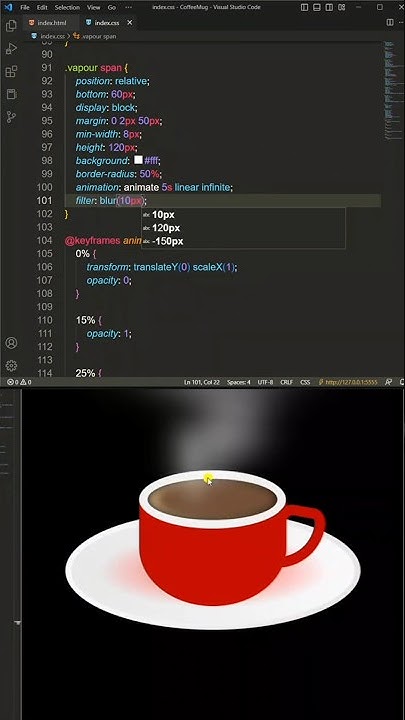 #3DCoffeeMug using pure #css / #animation #cssanimation #csseffect #short - YouTube