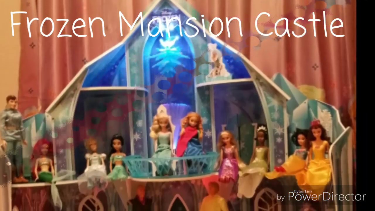 My Barbie dream house and disney frozen mansion snowflake castle tour ...