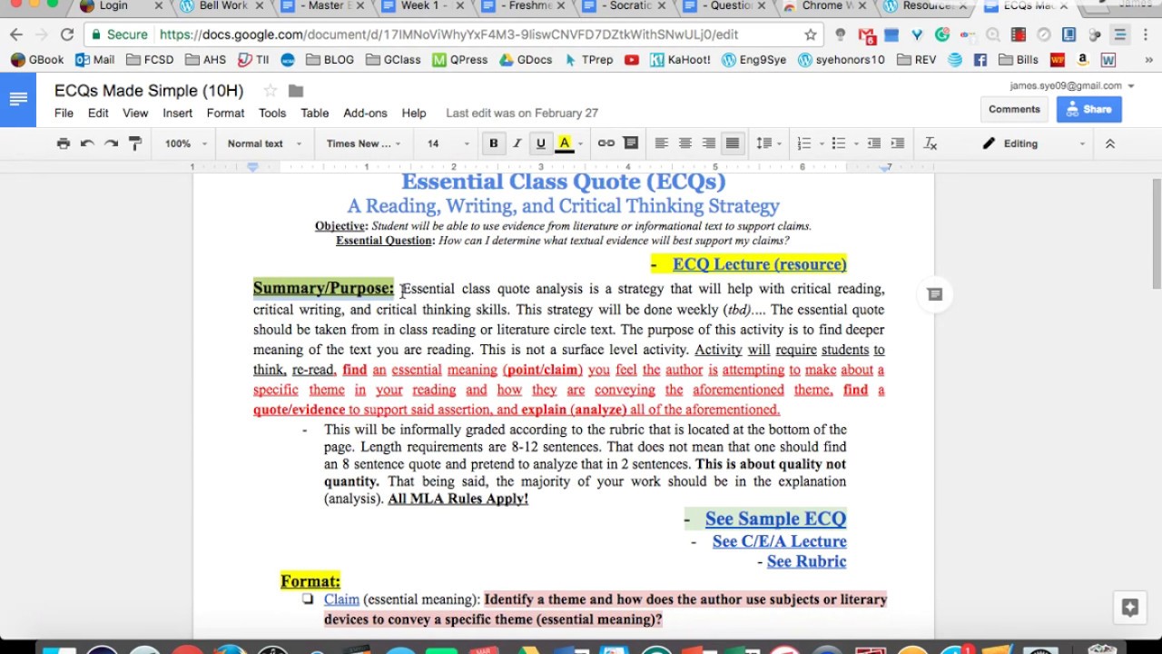Essential Class Quote Info + Help (ECQs) - YouTube