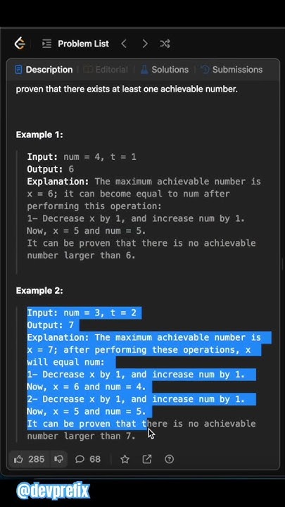 Find the Maximum Achievable Number | LeetCode 2769 #shorts #maths #leetcode - YouTube