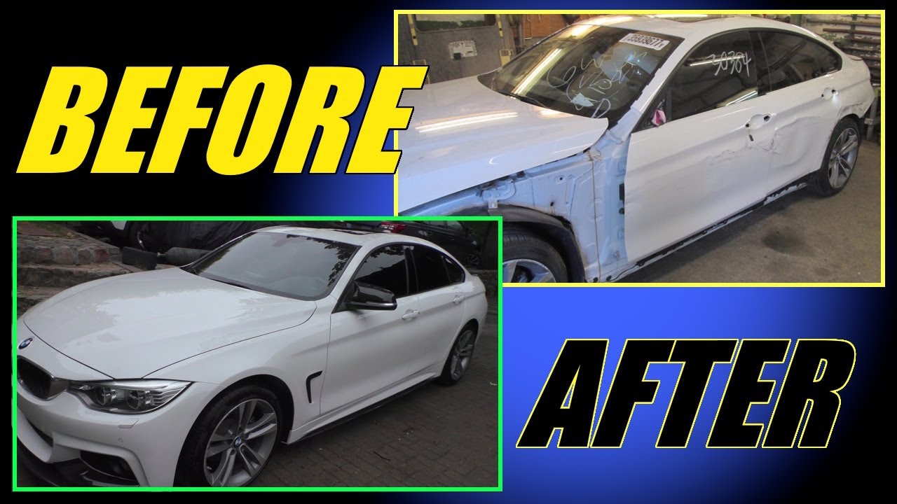 Rebuilding a salvage BMW F36 in 10 minutes - YouTube