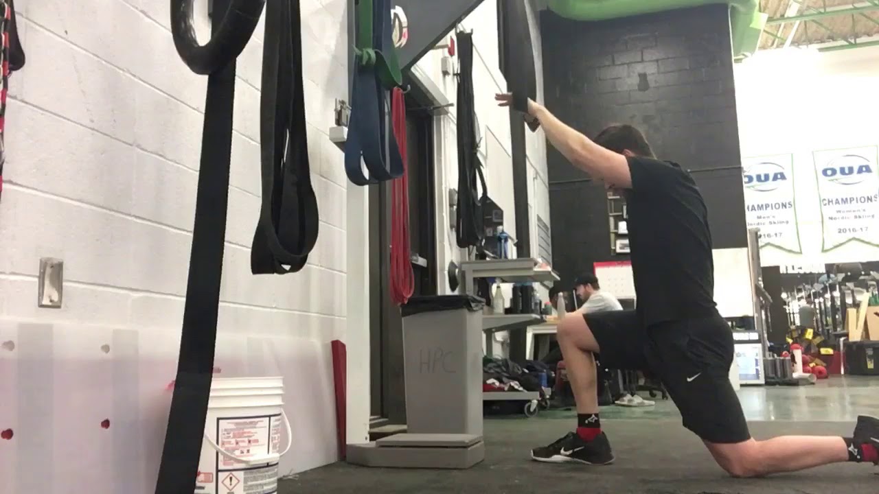 Half Kneeling Band Lat Stretch - YouTube