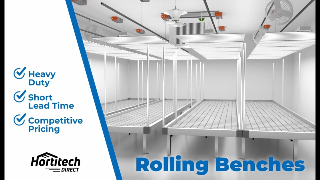Rolling Benches for Indoor and Greenhouse Operations - YouTube