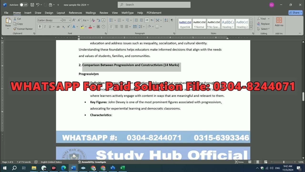 EDU101 Assignment 1 100% Correct Solution Fall 2024 - YouTube
