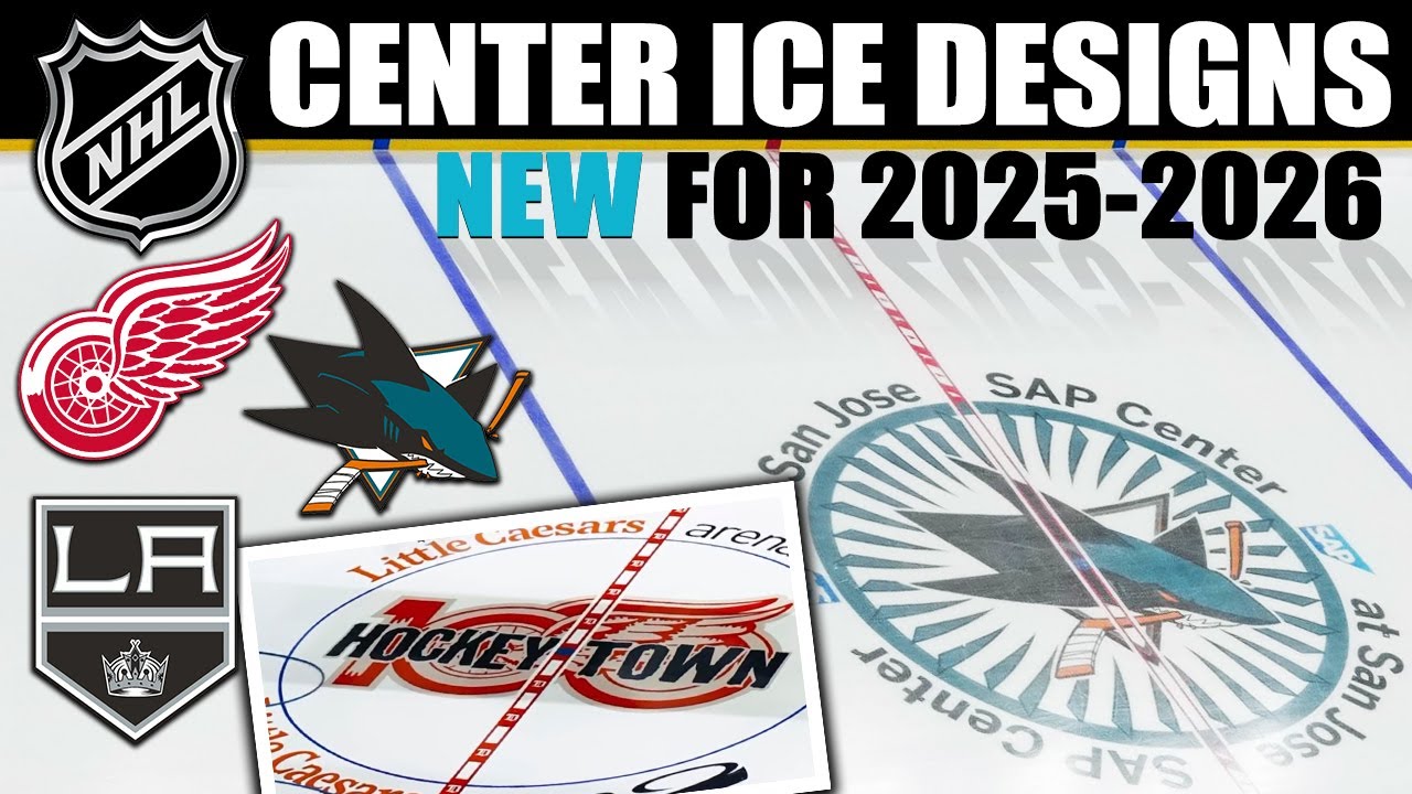 New NHL Center Ice Designs This Season! Red Wings, Kings & Sharks ...