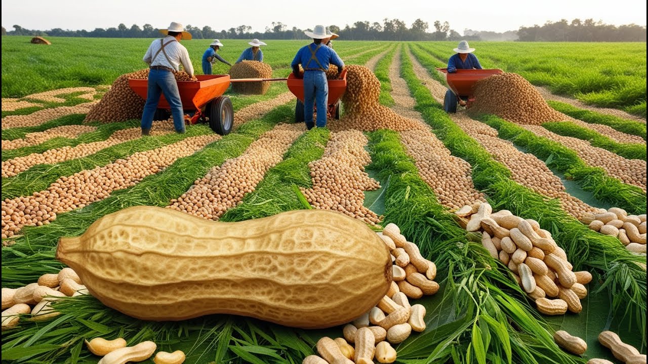 How Farmers Harvest Millions of Tons of Peanuts and Process Them into ...