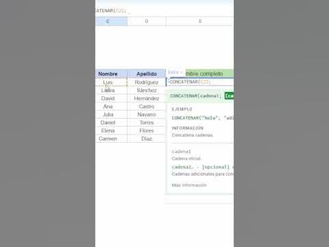 Concatenar texto con la Función CONCATENAR #funciones # ...