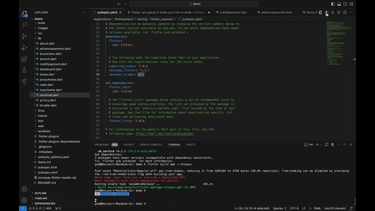 null safty enable in flutter using visual studio code - YouTube