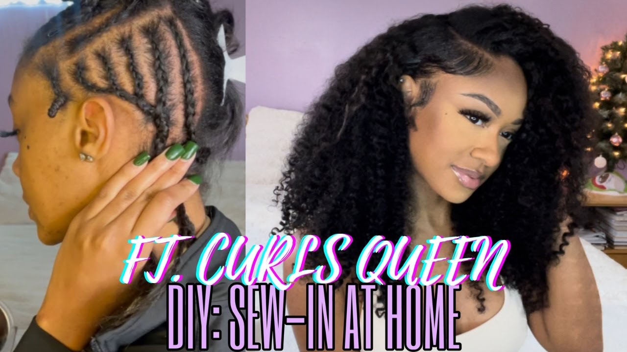 HOW TO: DIY sew-in for beginners | easy sew in at home | CURLSQUEEN ...