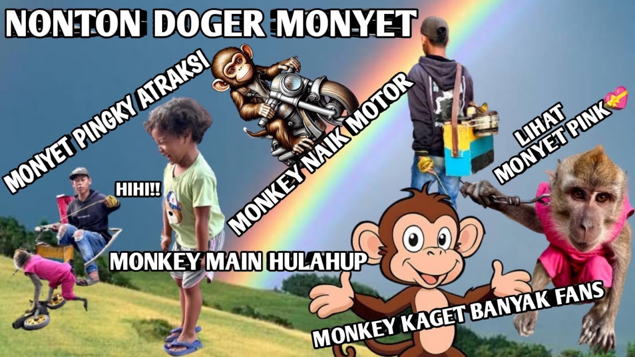 MONYET PINK ATRAKSI DIKERUMUNIN FANS ANAK ANAK !! DOGER MONYET ...