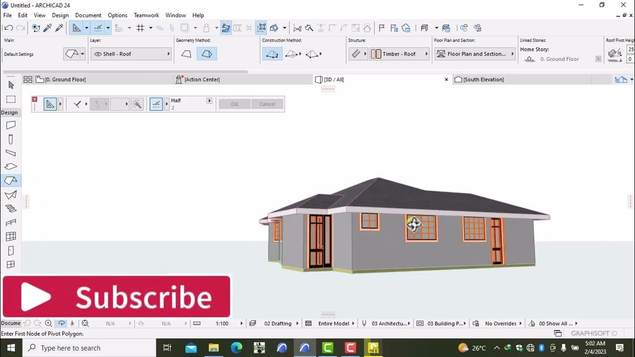 ARCHICAD FOR BEGINNERS PART3: Placing the ring beam and a complex roof. - YouTube