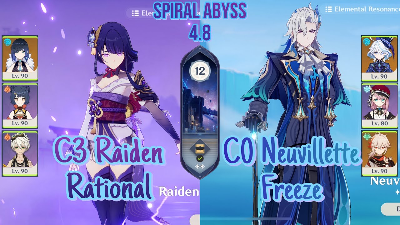 C3 Raiden rational & C0 Neuvillette freeze | spiral abyss 4.8 | Genshin ...