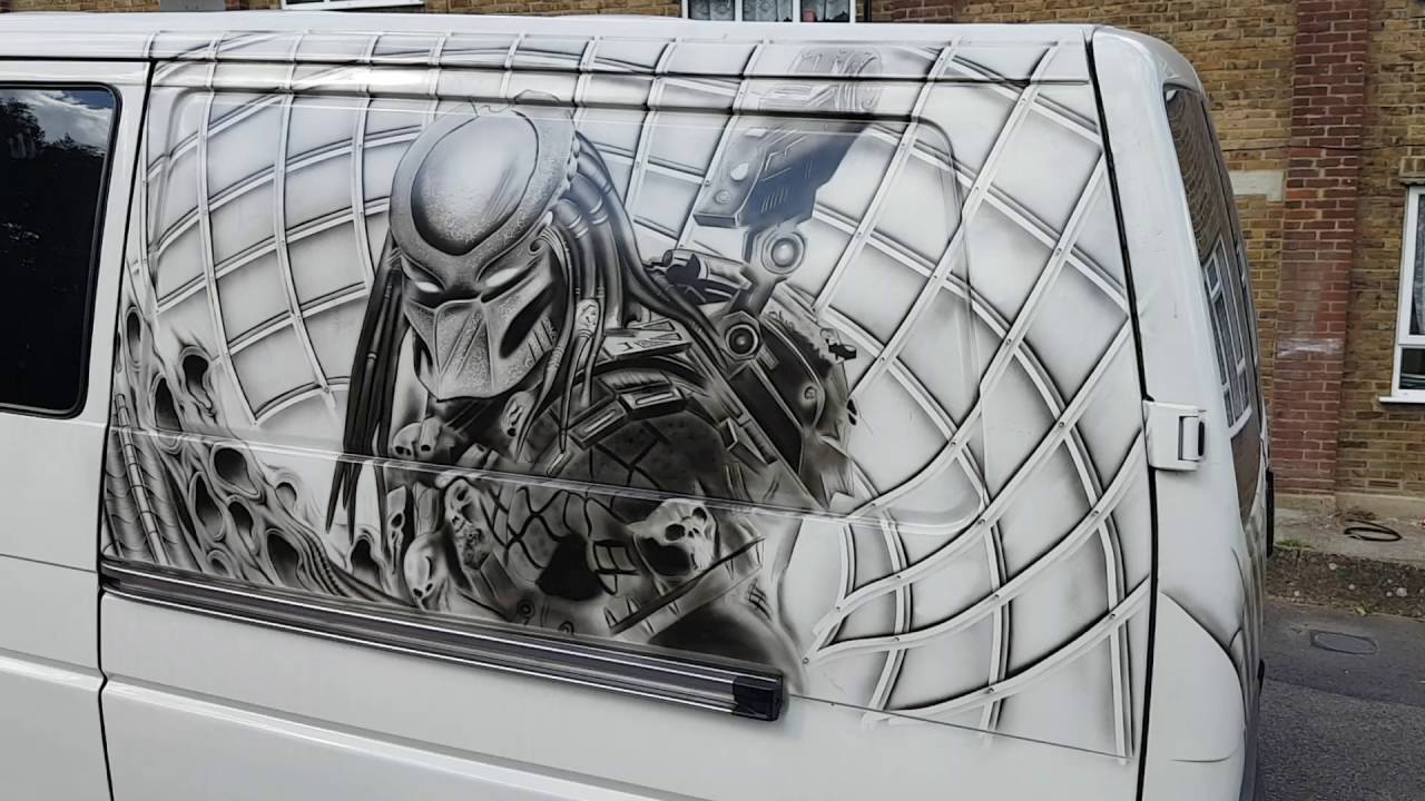 Alien vs predator airbrushing my vw t4 - YouTube