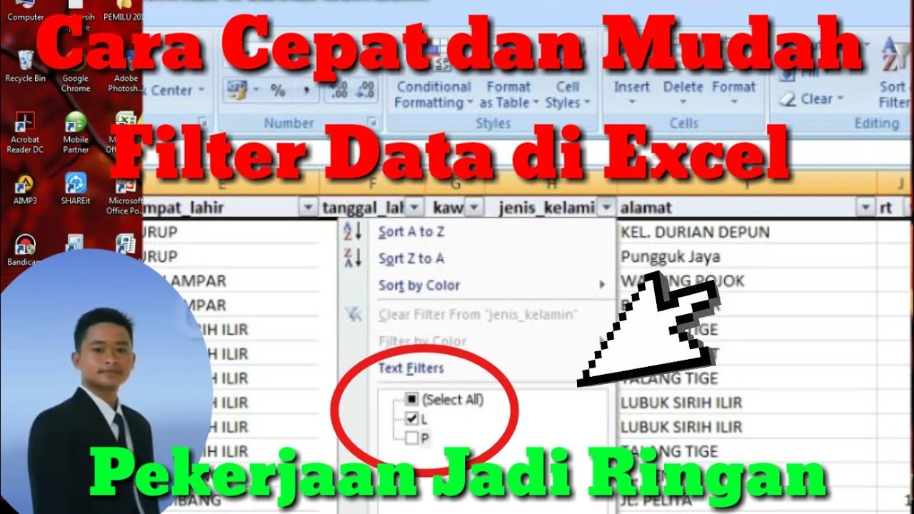 Cara Mudah Dan Cepat Filter Data di excel, Pekerjaan jadi Mudah - YouTube