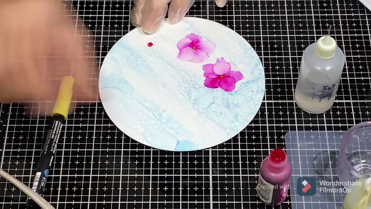 Alcohol ink flower petals - YouTube
