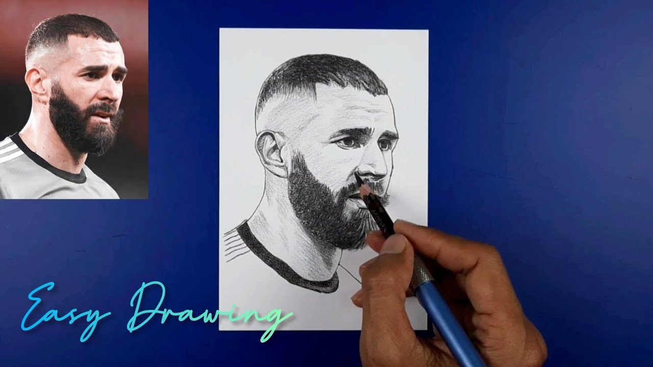 Drawing Karim Benzema | Easy Drawing - YouTube
