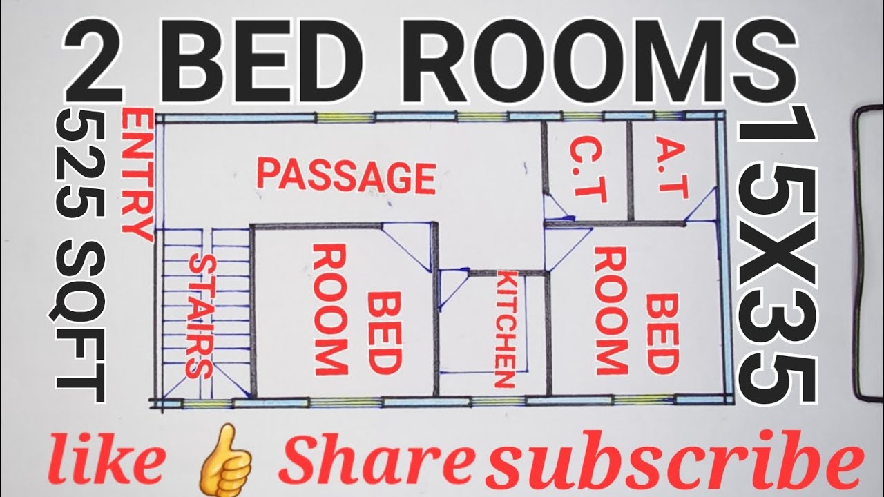 15×35 SQFT HOUSE PLANS SIMPLE DESIGN GROUND FLOOR 15×35 GHAR KA NAKSHA ...