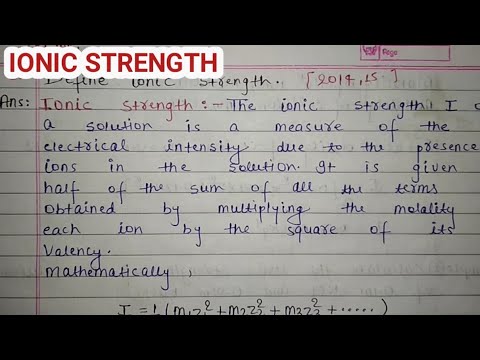 Ionic strength l Definition and example notes - YouTube