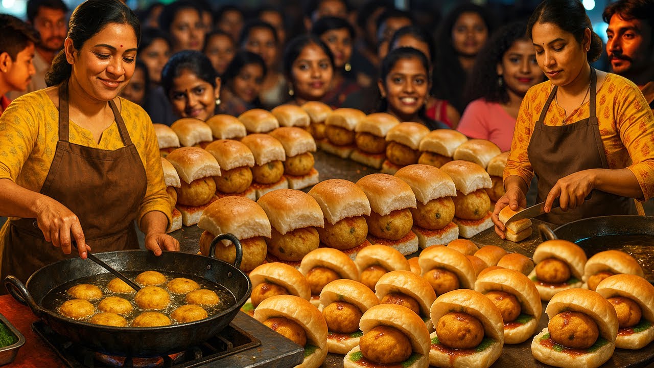 HARDWORKING LADY MAKING VADA PAV | HOW TO MAKE AUTHENTIC MUMBAI VADA ...