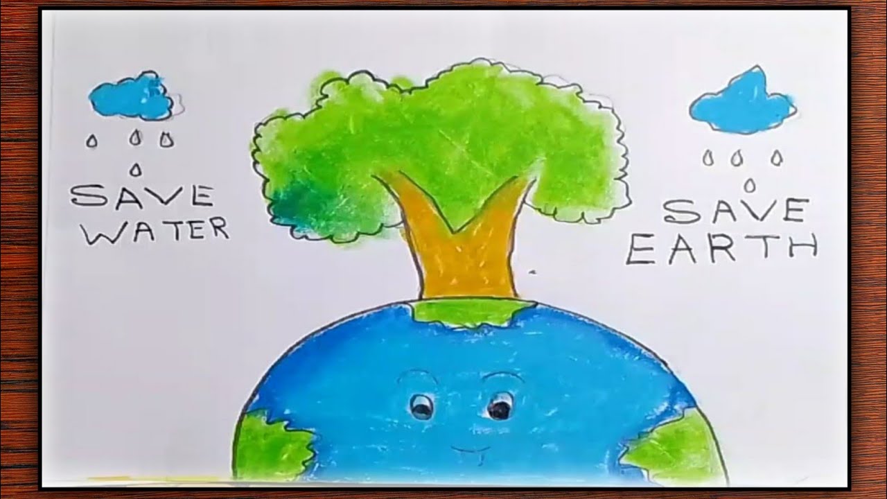 Easy Save Water Save Earth Drawing Tutorial for Kids | Step-by-Step ...
