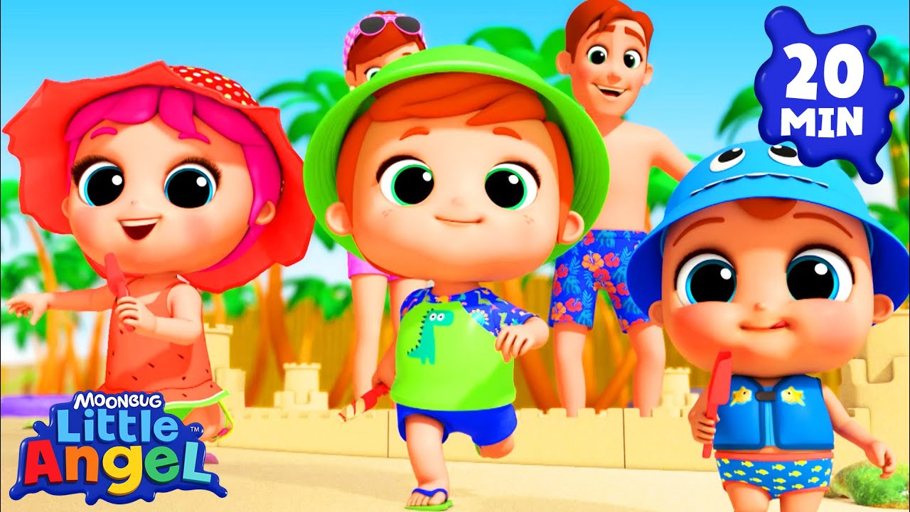 Playtime At The Beach | Animal Learning Videos | Little Angel Kids ...