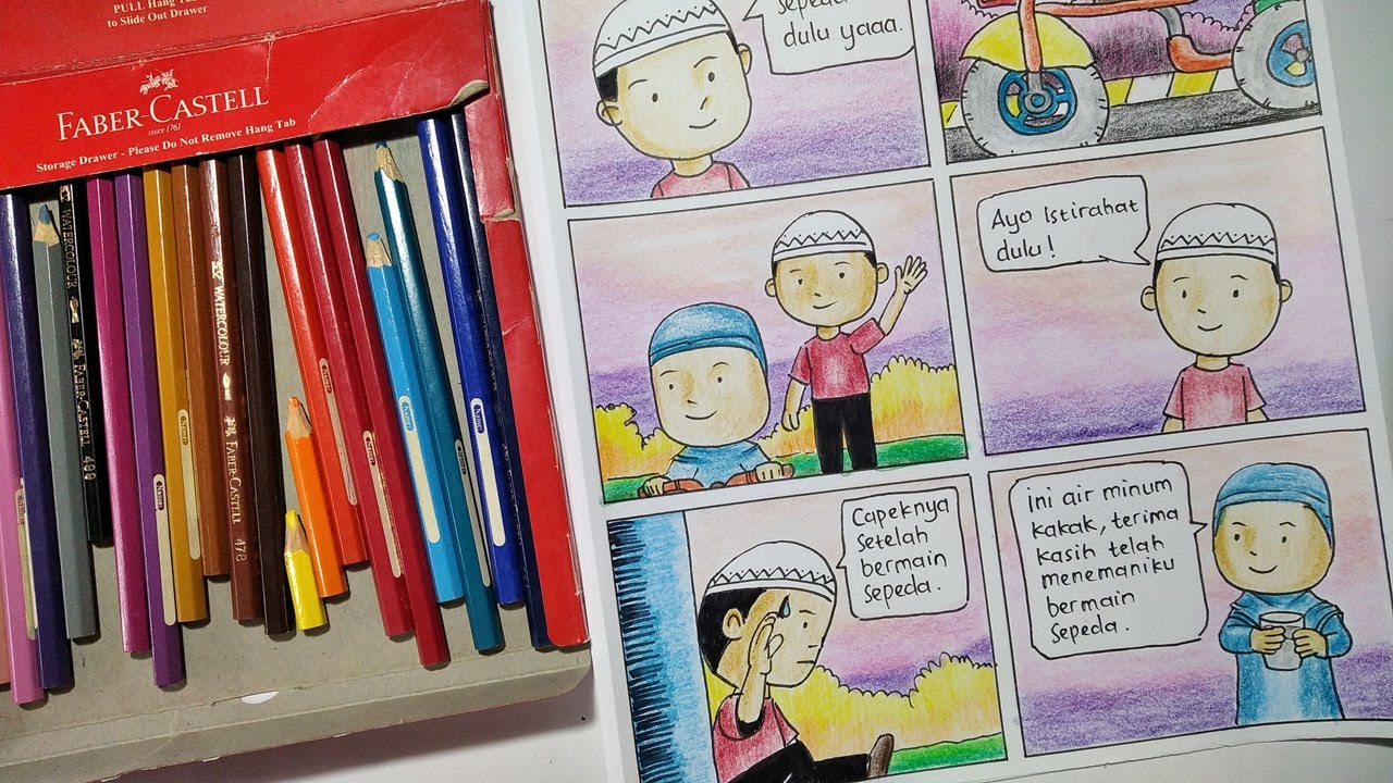 Cara Mewarnai Gambar Ilustrasi Komik 8 Panel Tentang Bermain Bersama ...