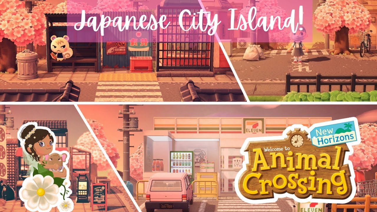 Urban Japanese Island Wide Angle Tour with an Interactive School ACNH ...