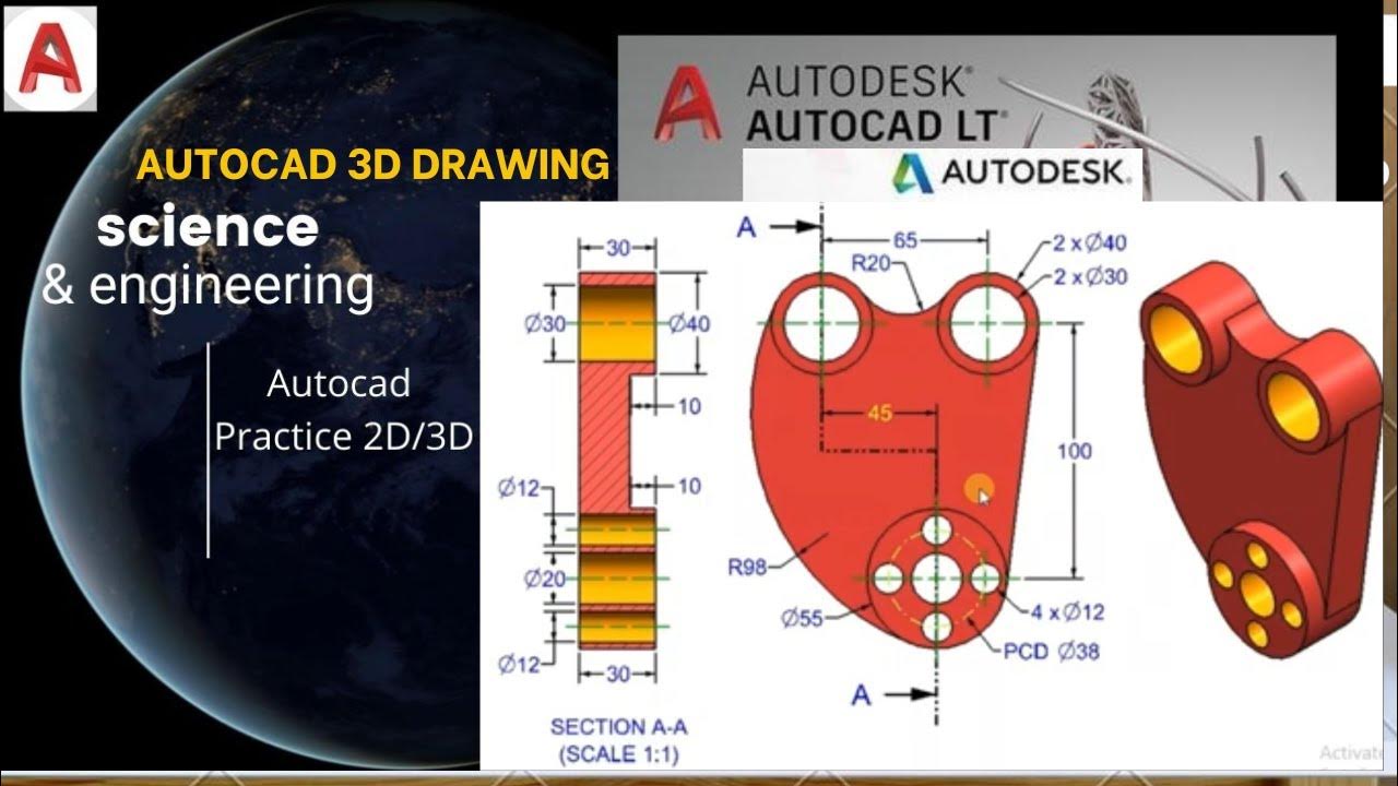 How to create 3D design in Autocad | How to Convert 2D to 3D objects in ...