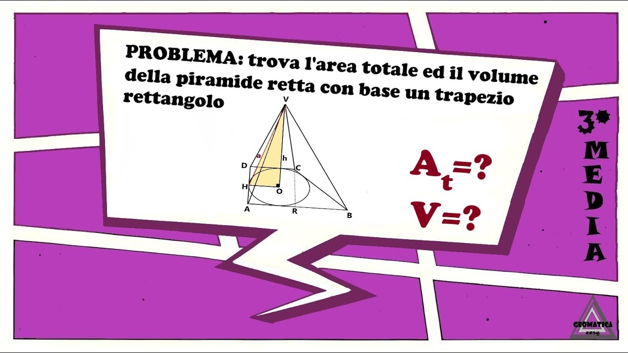 TROVA AREA TOTALE E VOLUME DI UNA PIRAMIDE RETTA CON BASE UN TRAPEZIO ...