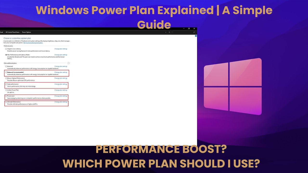 Windows Power Plan | A Simple and Quick In Depth Guide | Performance ...