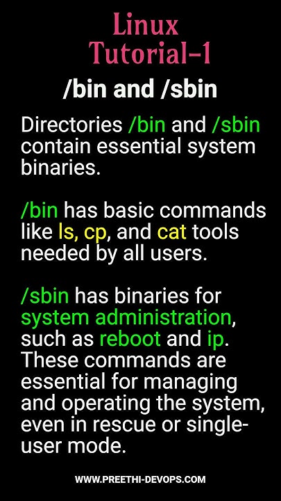 Linux Tutorials -2 /bin & /sbin explained #preethidevops #Linux Basics #Linux File Management ...