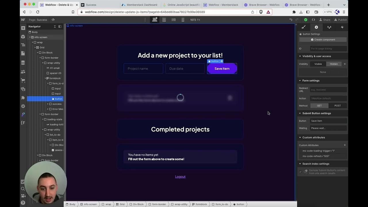How To Make A Custom Loading State On Click In Webflow - YouTube