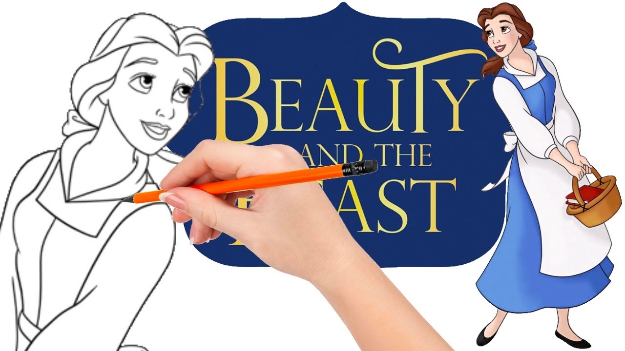 How to draw Princess Belle, a hard worker - Beauty and the Beast - YouTube