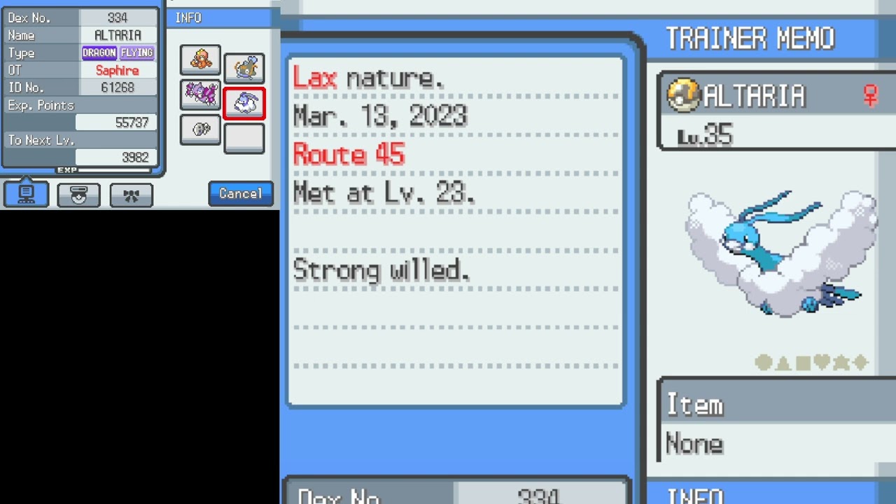 Altaria Evolution Chart