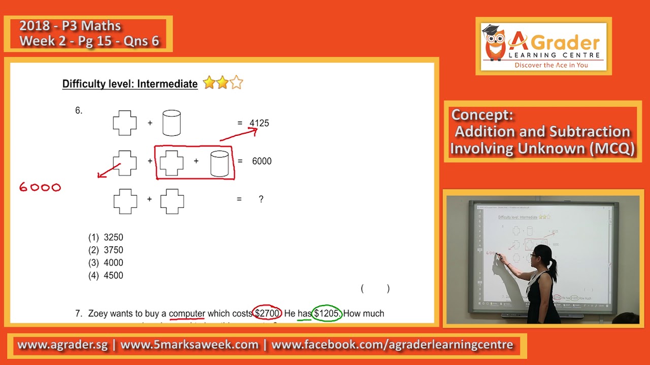 2018 - P3 Maths - Week 2 - Pg 15 - Qns 6 (Addition and Subtraction ...