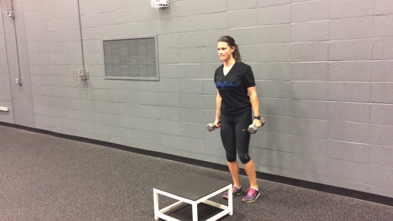 Dumbbell Alternating Step Up to Bicep Curl - YouTube