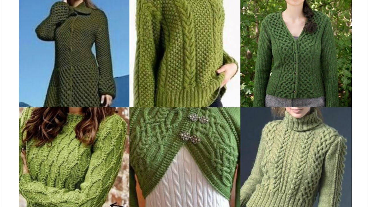 Green 💚 Colour 🔥💯🧶 Combination Knitting Patterns For Girls And Women | Cardigan & Sweater ...