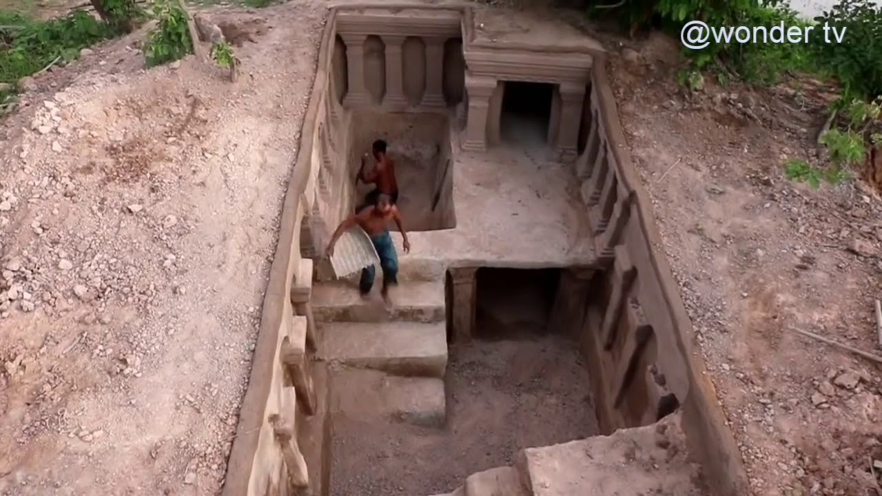 Amazing Two Man Dig To Build Underground House & Underground Swimming ...