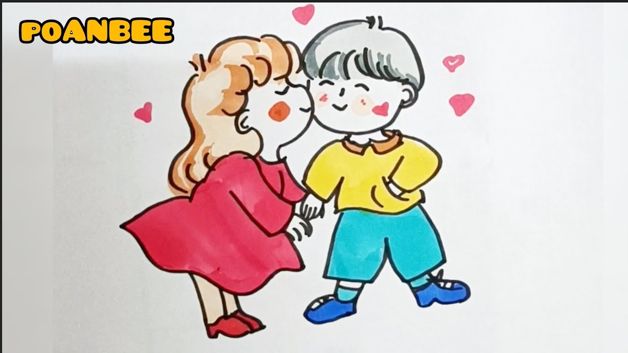 How to draw a cute girl and a boy - easy drawing - step by step ...