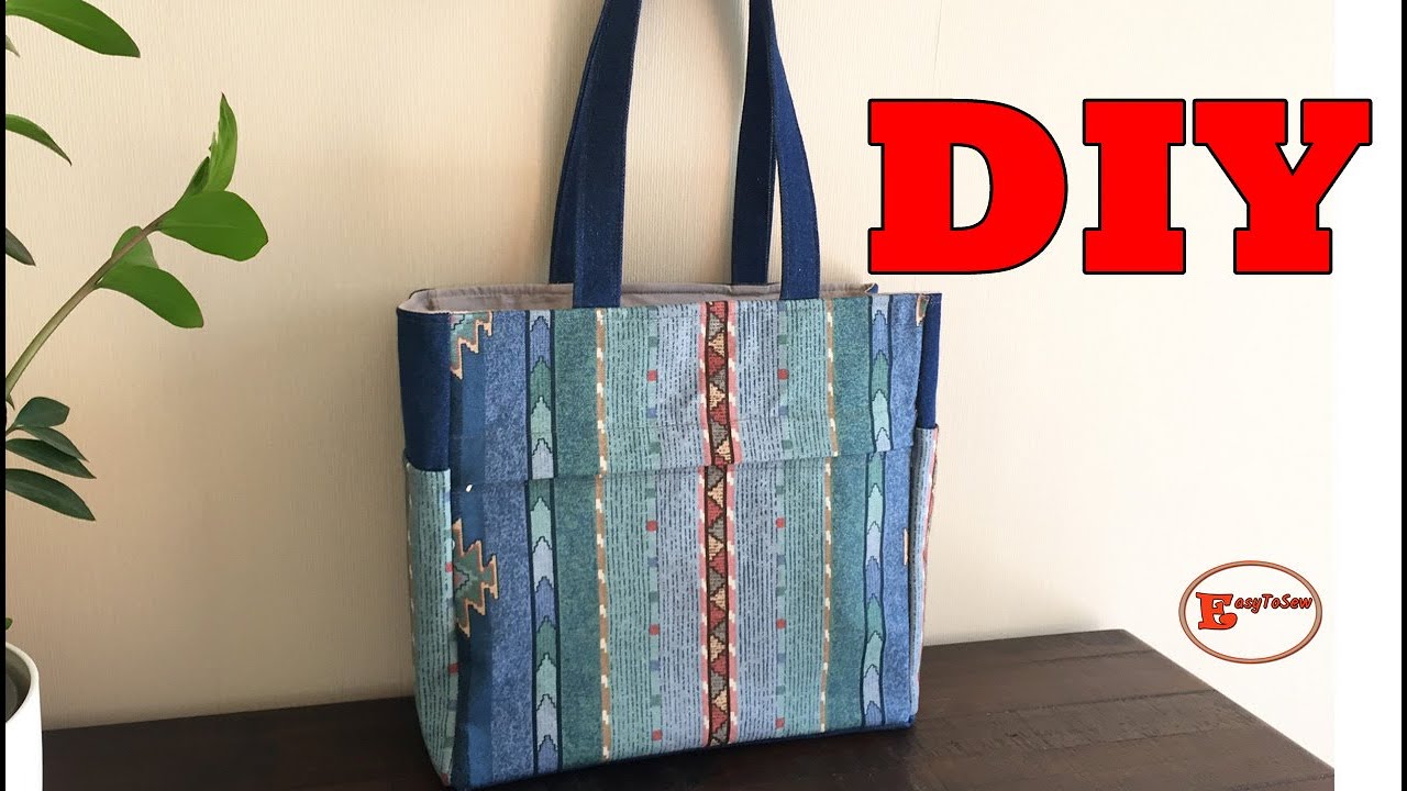 LOTS OF POCKETS TOTE BAG SEWING TUTORIAL - YouTube