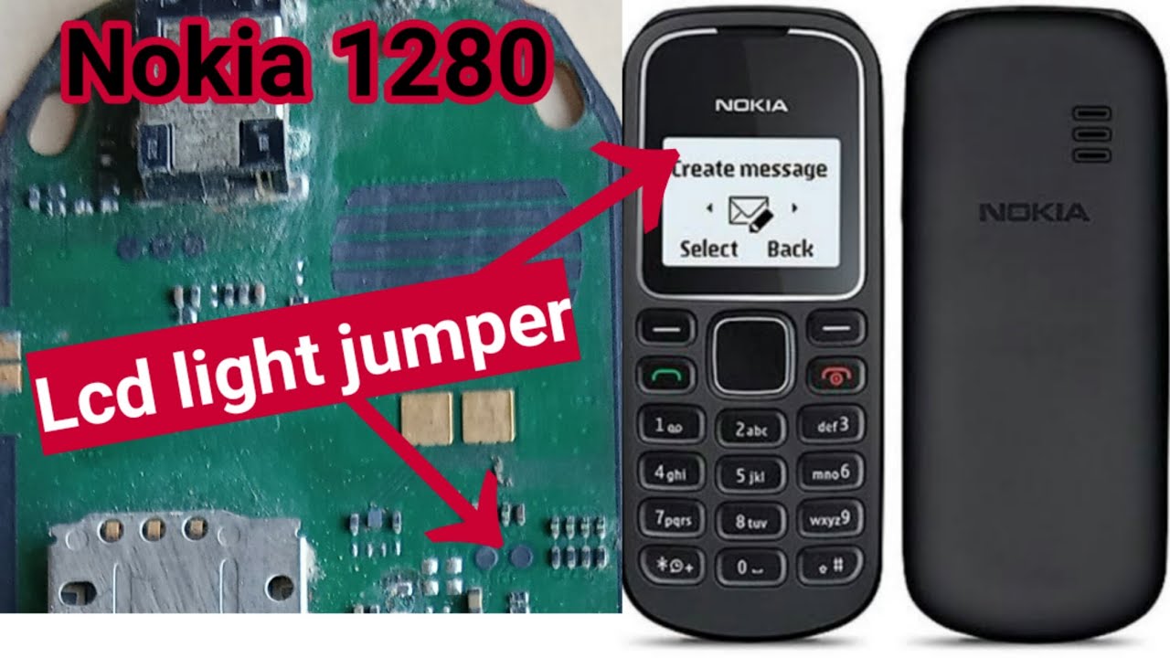 Nokia 1280 lcd light problem solution Display light jumper - YouTube