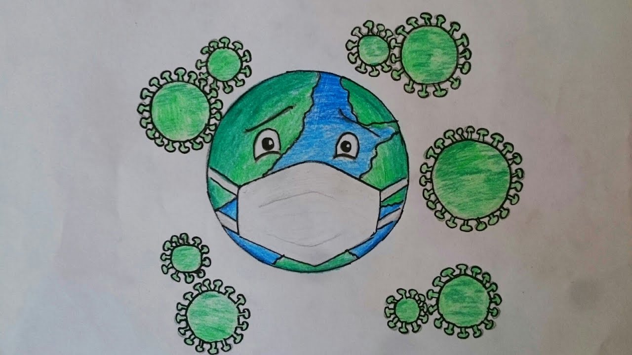 Drawing of CORONA / Drawing on topic save earth from Corona ...