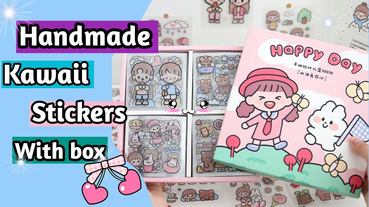 200 DIY handmade kawaii stickers | How to make kawaii stickers with box ...