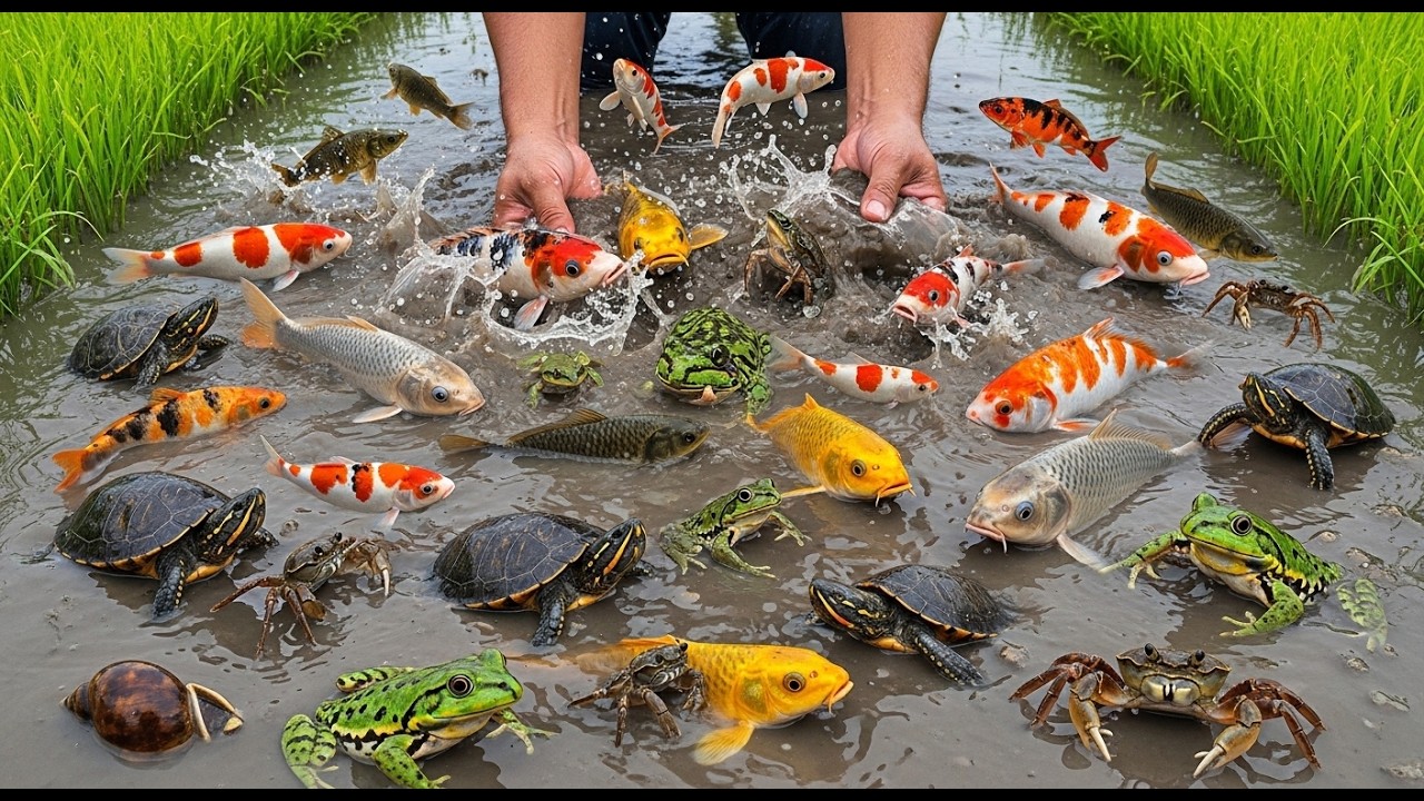 Catching Bright Red & Blue Crabs by Hand | Rice Field Wildlife ...