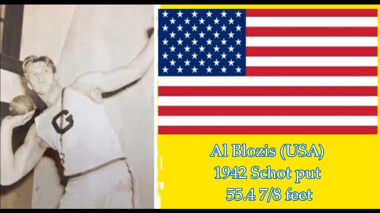 Al Blozis (USA) 1942 Schot put 55.4 7/8 feet (PB 17.61m/57-0.75). - YouTube