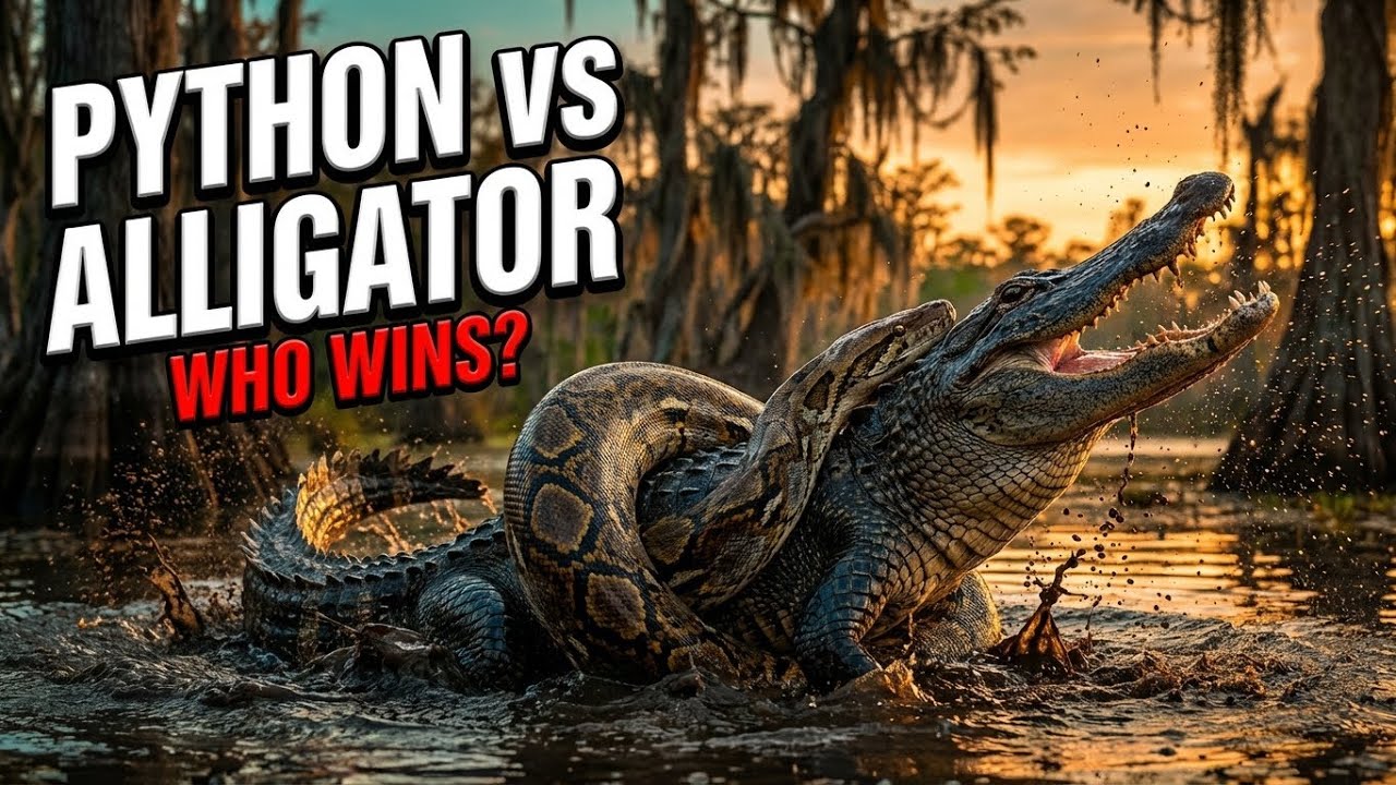 Python vs Alligator - Can snake crush & swallow gator? Real swamp fights - YouTube
