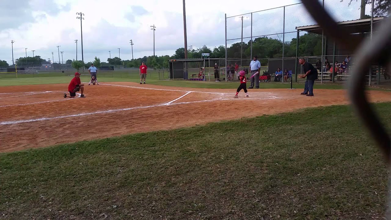5 year old in 6U softball (may2015) - YouTube
