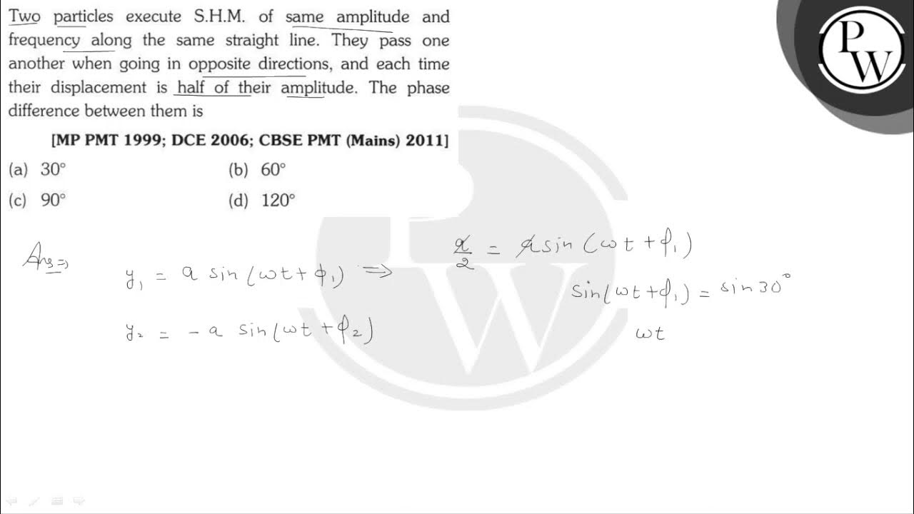 Two particles execute S.H.M. of same amplitude and frequency along ... - YouTube